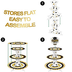 Graduation Decorations Cupcake Stand, 2023 Graduation Theme Party Supplies for Celebration College and High School Party Cupcake Decoration 3 Tier Cardboard Service Trays