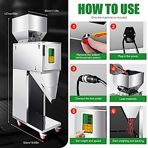 Filling Machine, 110V 10~999g Automatic Racking & Filling Machine Heavy Duty Particle Weighing Filler for Beans Tea Seed Grain