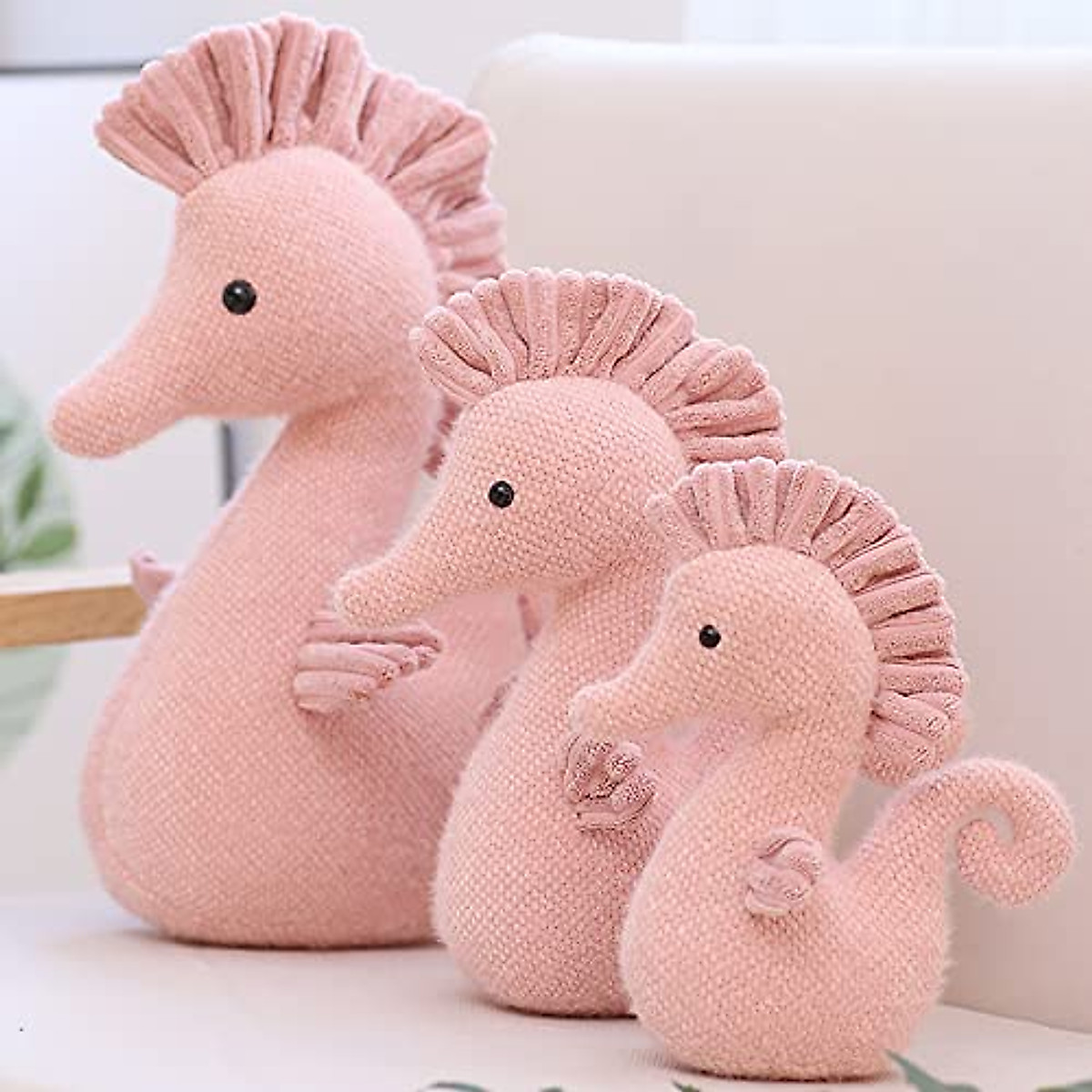 Ruzucoda Stuffed Sea Horse Plush Animals Toys Seahorse Dolls Decorations Gifts for Kids Boys Girls 8.6 Inches (Pink)