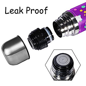 Cute Unicorn Purple Pattern Stainless Steel Water Bottle Leak-Proof, Double Walled Vacuum Insulated Flask Thermos Cup Travel Mug 17 OZ