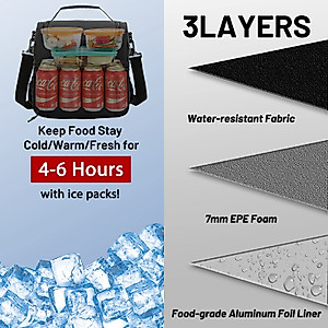 Nepest Large Insulated Lunch Cooler Bag for Adult Men Women 24 Can Heavy Duty Lunch Box Reusable Lunchboxes Leakproof Lunch Pale Soft Coolers Bags with Shoulder Strap for Work Picnic Office, Dark Gray