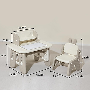 4-Level Height Adjustable Toller Table for Ages 2-11, A Easy to Clean Children's Table for Playing, Drawing, Reading or Eating.(Bookshelf)