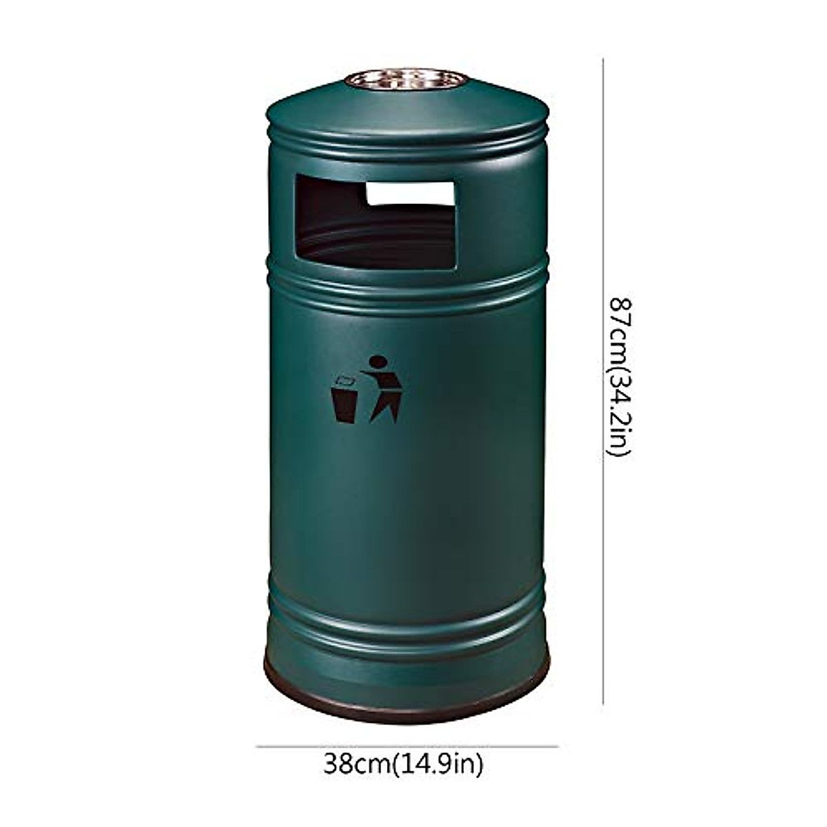 KIZQYN Trash Cans Outdoor Long Cylindrical Trash Can Large Capacity Metal Belt Ashtray Garbage Can Simple Commercial Waste Bin with Lid, 13.2 Gallons Outdoor Waste Bins (Color : Gray)