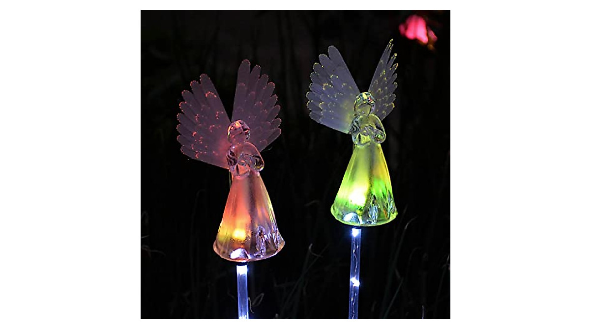 Awinking 2 Pack Solar Angel Lights - Color Changing Outdoor Decor