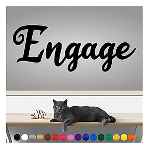 Transform Your Walls with Professional Grade, Outdoor Weatherproof Vinyl Stickers - Happy Sunday - UV Resistant, Made in The USA! Inspirational Words: Engage: 14 Inch, Satin Silver