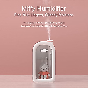 Mipow X Miffy Cool Mist Humidifier - Ultrasonic Quiet , Mini Cute Humidifier with Night Light for Bedroom/Babies Nursery/Office, 380ml