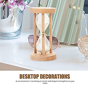Luxshiny Home Decor Hourglass Timer 5 Minute Wooden Sand Timer Decorative Sandglass Wooden Frame Sand Clock for Home Desk Office Kitchen Decor White Office Decor