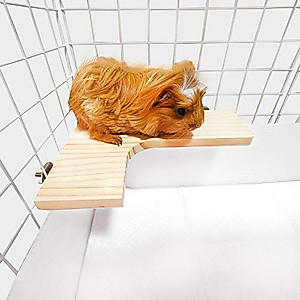 Pack of 2 (L-Shaped & Rectangle) Wood Activity Platforms for Cage Shelves & Wood Perch Ledges for Small Animals Cages and Pets like Hamsters, Mice, Chinchilla, Guinea Pigs, Birds, Rats.