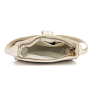 Olivia Miller Women's Fashion Gabriella Off White PU Vegan Leather Shoulder Bag w Buckle Detail n Magnetic Snap, Casual 90's Y2K Retro Purse Handbag