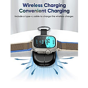 Portable Charger for Apple Watch, 1200mAh Magnetic Keychain Wireless Power Bank Watch Charger for iWatch Series 8/UItra/7/6/SE/5/4/3/2