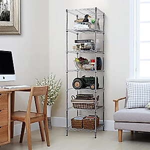 Finnhomy Heavy Duty 7 Tier Wire Shelving, 18x18x72 inches 7 Shelves Storage Rack with Thicken Steel Tube, Pantry Shelves for Storage, Adjustable Metal Shelving Unit, NSF Certified, Chrome