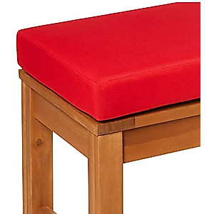 Amazon Aware FSC Certified Outdoor Bench with Cushion, Acacia Wood, Natural Finish