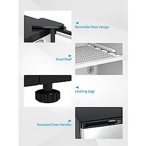 NAFORT Compact Upright Freezer 3.0 Cu. Ft. with Stainless Steel Single Door, Mini Freezing Machine with Reversible Door, 7 Grade Adjustable Thermostat for Home Office