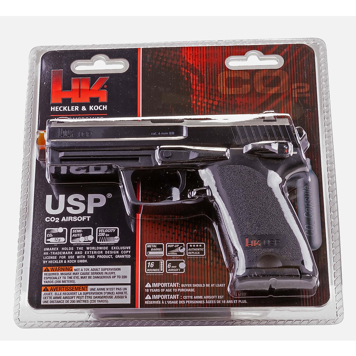 Elite Force HK Heckler & Koch USP CO2 Powered 6mm BB Pistol Airsoft Gun, Standard Action, Black