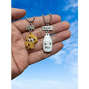 Best Friend Friendship Necklace for Women Men Cute Milk Cookie Pendant Necklace BFF Necklace for 2 Teen Girls Boys Birthday Gift Jewelry