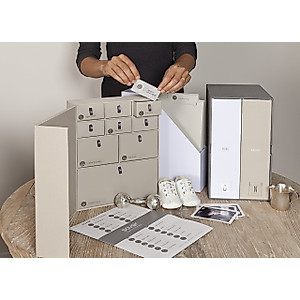 Savor | Baby + School Years Keepsake Boxes | Slate Gray - Set of 2 Custom-dyed with Cloth Covering + Acid-Free for Durability w/Full Organization System+Includes labels for customizing