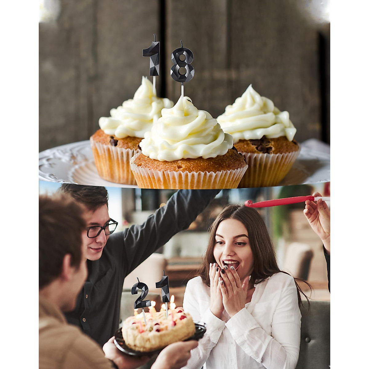 Number 12 Candles,12th Birthday Candles,Black Happy Birthday Candle for Cake,3D Design Cake Topper Decorations for Boy Men Pet Birthday Party Wedding Anniversary Celebration Supplies