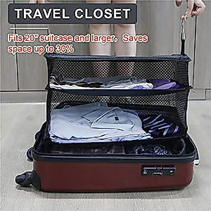 FAMKIT Luggage Organizer Portable Hanging Travel Shelves Storage Bag for Travel Luggage Space Saving