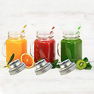 obmwang 4 Pack of Stainless Steel Mason Jar Shaker Lids Caps for Cocktail,Dredge Flour,Mix Spices,Sugar, Salt, Peppers and More or Shake Drinks Cocktail--Fits Any Regular Mouth Mason Jar Canning Jar