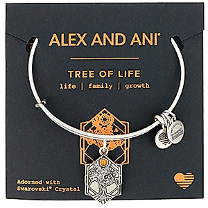 Alex and Ani Path of Symbols Expandable Bangle for Women, Tree of Life Charm, Rafaelian Silver Finish, 2 to 3.5 in