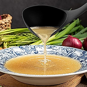 Zulay Soup Ladle Spoon with Comfortable Grip - Cooking and Serving Spoon for Soup, Chili, Gravy, Salad Dressing and Pancake Batter - Large Nylon Scoop & Soup Ladel Great for Canning and Pouring