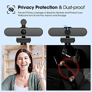1080P Streaming Webcam with 4 Microphones, Advanced Autofocus, Privacy Shutter and Tripod - Perfect for PC, Laptop and Desktop Computer, with Noise Reduction and Super Stereo Mic