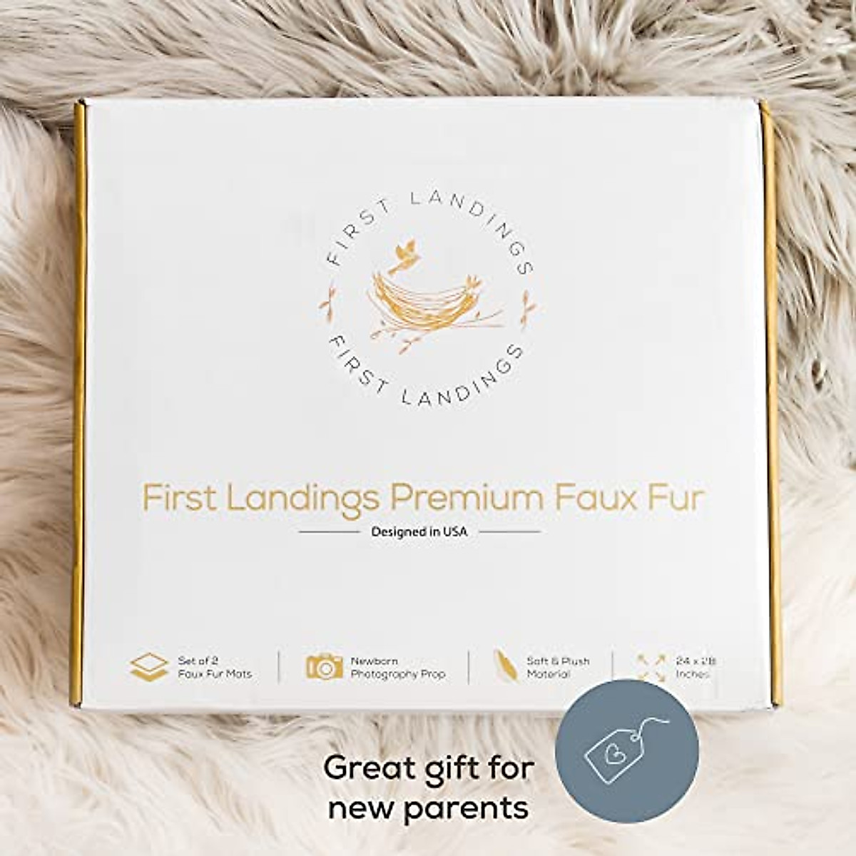 First Landings Faux Fur Newborn Photography Props Set of 2 Ultra Soft Faux Furs - Baby Photoshoot Props