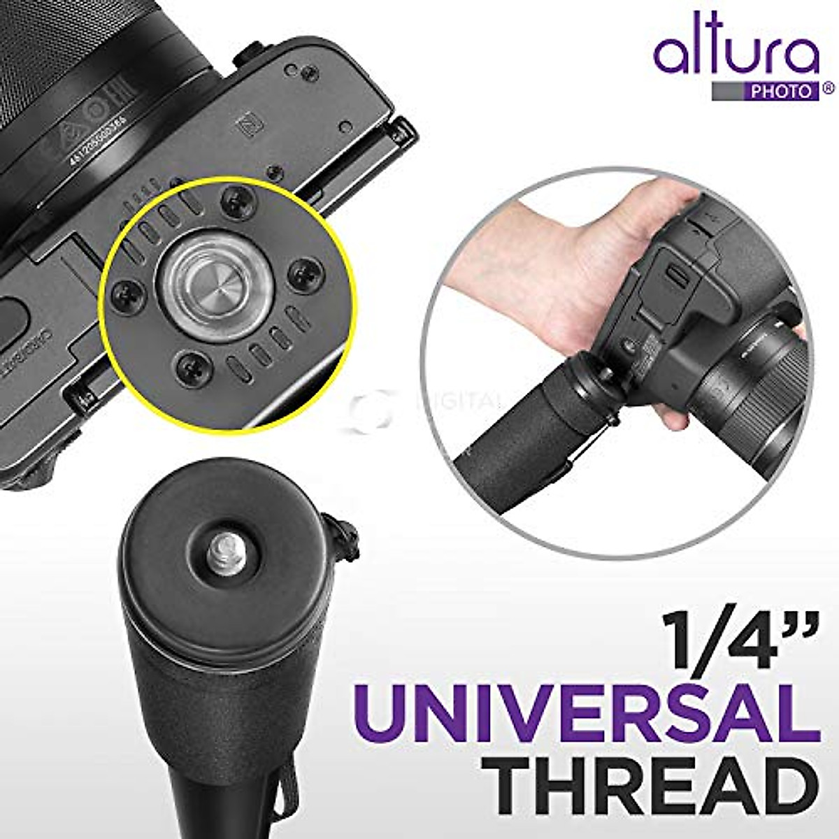 Altura Photo 62-Inch Camera Monopod - Heavy Duty Monopod for Cameras Canon, Nikon & Sony Mirrorless & DSLR, Steady Photography Monopod, Easy to Carry & Portable Monopod Lightweight w/Pouch