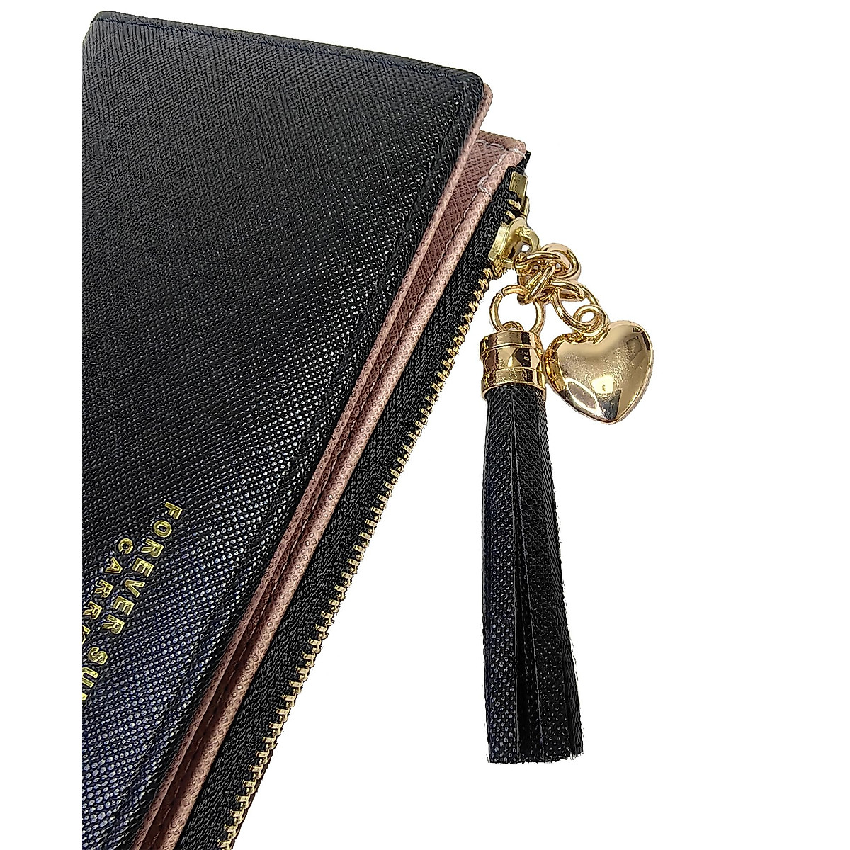 Yafanqi Wallet for Women Leather Purse Credit Card Organizer Girls Cute Zipper Large Long Coin Wallets (C-Black)