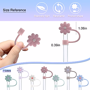 Velaco 7Pcs 0.4in/10mm Diameter Silicone Straw Covers Cap Compatible with Stanley 20 30&40 Oz Cup, Straw Toppers for Stanley 40 Oz Tumbler with Handle, Dust-Proof Straw Caps for Water Bottle