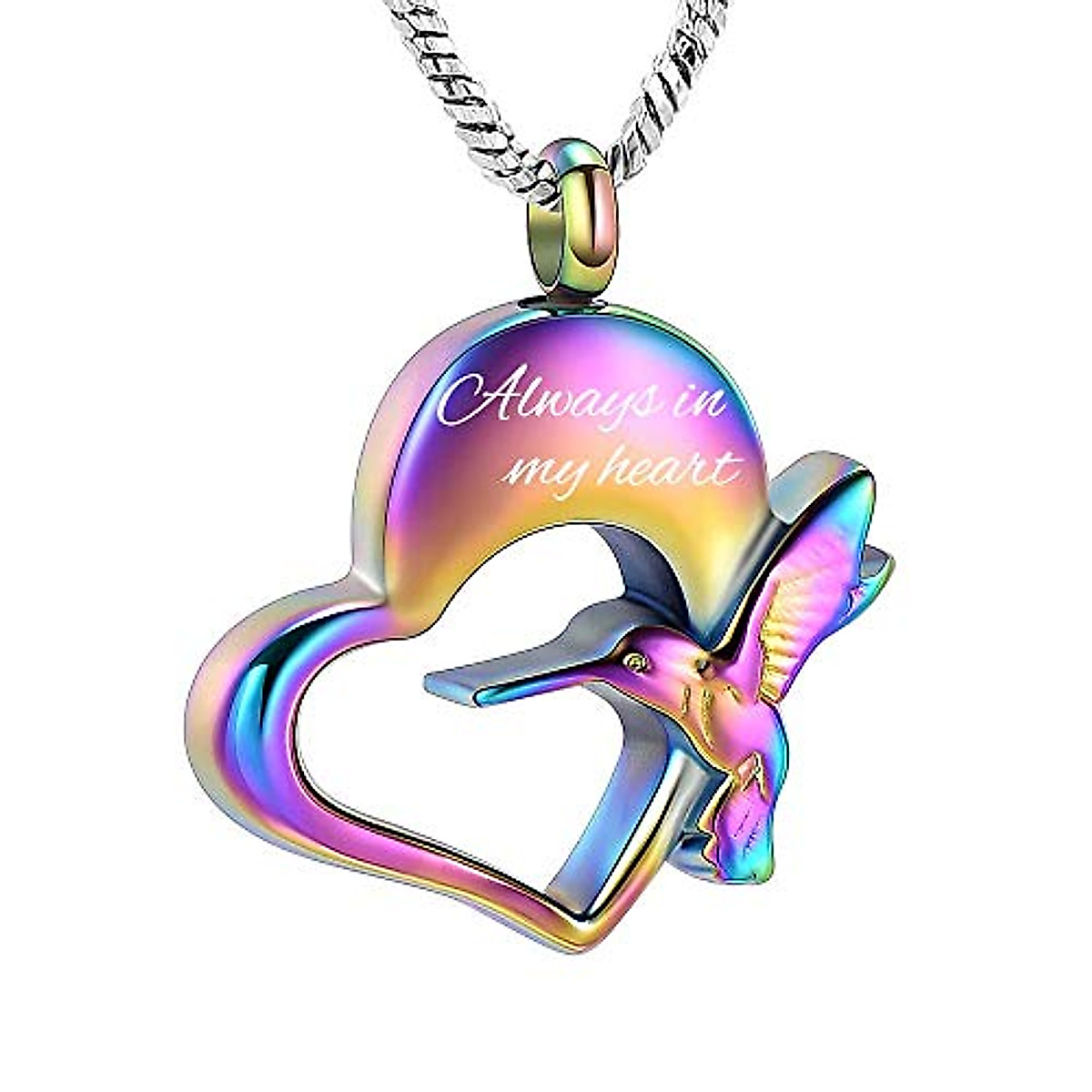 Yinplsmemory Cremation Jewelry Hummingbird Urn Necklace for Ashes Stainless Steel Heart Cremation Lockets for Ashes Holder