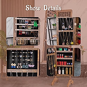 Ntufrest Standing Full-Length Mirror Jewelry Armoire, Lockable Jewelry Organizer, Large capability frame Mirror Jewelry Cabinet, Exclusive Dressing Jewelry Organizer