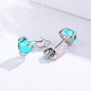AOVEAO Turquoise Studs Earrings 925 Sterling Silver Small Heart Turquoise Western Green Turquoise Pierced Jewelry for Women Turquoise Lovers