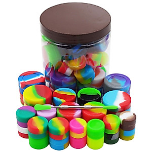 Vitakiwi 2ml 3ml 5ml 7ml Round Silicone Concentrate Containers Multi Use Food Storage Jars with Carving Tool (32PCS)