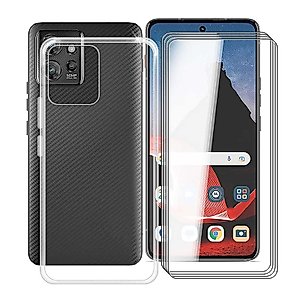 HGJTF Phone Case for Motorola ThinkPhone (6.6") Case with 4 X Tempered Glass Protective Film, Slim Soft TPU [Shockproof X Anti-Yellowing] Clear Shell, for Motorola ThinkPhone Case