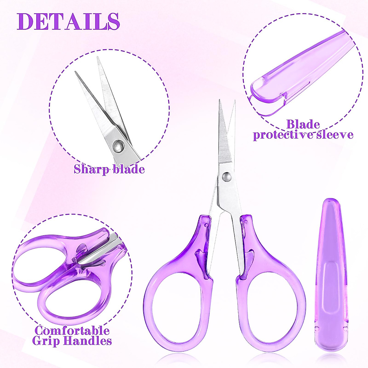 3.4 Inch Craft Scissors, 2 Pcs All Purpose Scissors Scrapbooking Scissors Straight Cutting Mini Scissors with Protective Cover for Embroidery Quilting Sewing Knitting Crafting Cross Stitch Crochet