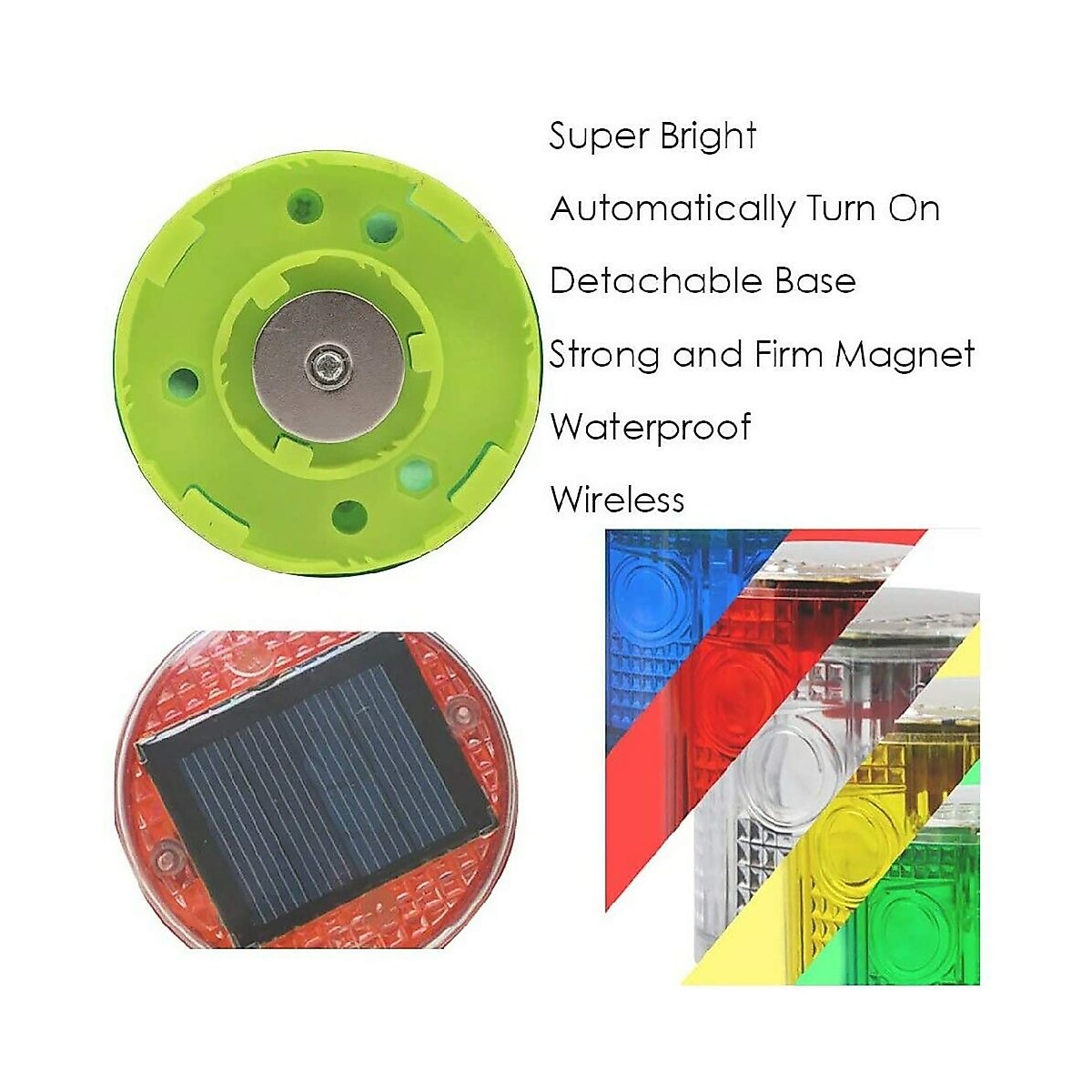 Solar Strobe Warning Light, with Strong Magnetic Base High Bright LED Flashing 360° Wireless Control Automatically Turn On Waterproof IP65 for Construction, Traffic, Factory, Safety Sign (Red)