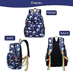 Kemy's Toddler Backpack for Girls Boys, Water Resistant Preschool Kids Backpacks, Cute Lightweight Girls Backpack（Blue Unicorn）
