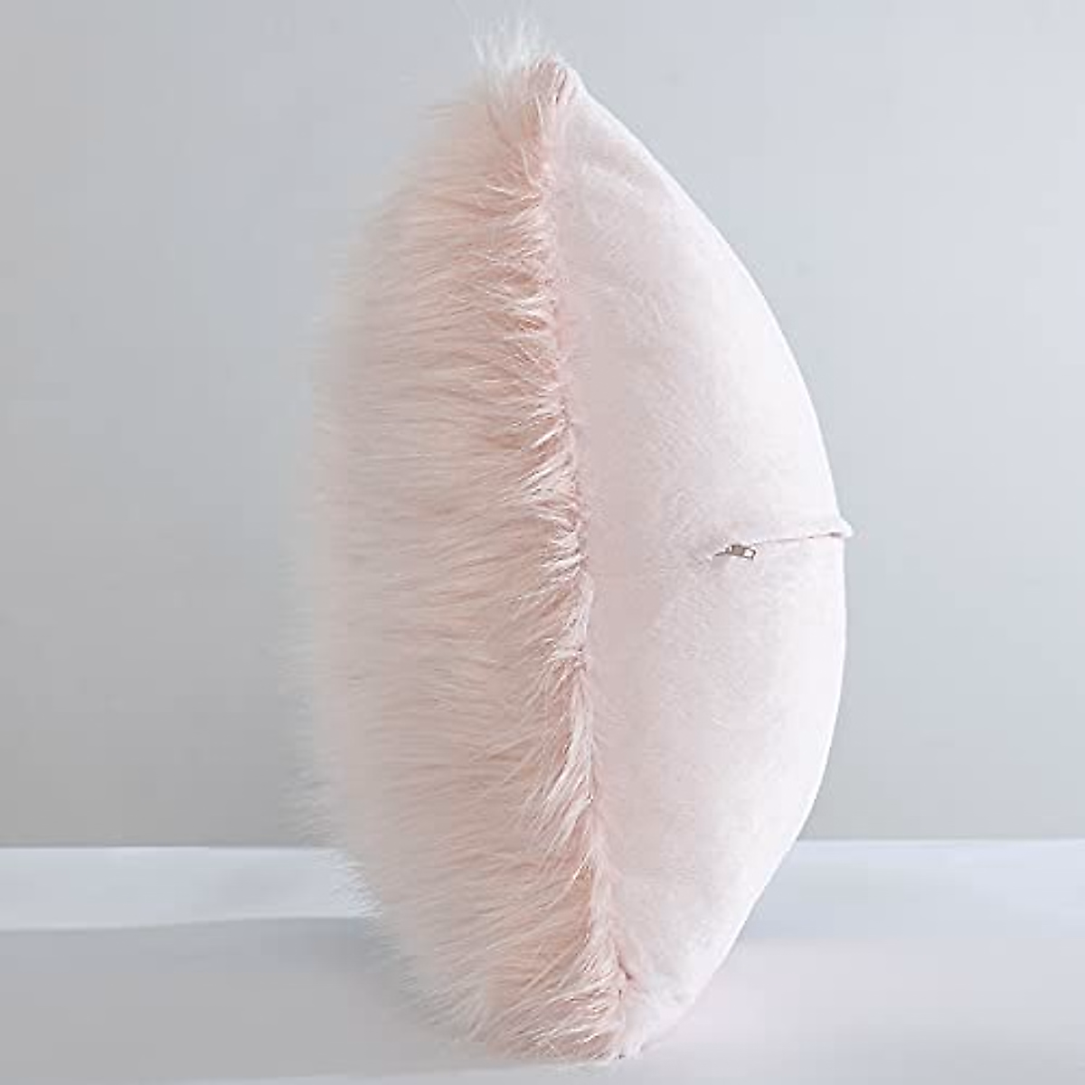 Pack of 2 Luxury Faux Fur Throw Pillow Cover, Modern Chic Blush Pink Decorative Square Pillowcase for Sofa, Chair, Bed, Loveseat, Shaggy Fluffy Cushion Cover with Zipper Closure, 16"x16"