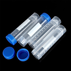 50-Pack Centrifuge Tubes 50ML, with Leak-Proof Screw Caps Conical Bottom, Plastic Container with Graduated and Write Marks, Test Tube for Cold Storage