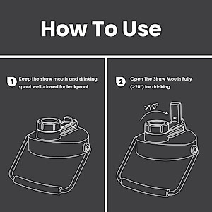 BOTTLE BOTTLE Insulated Water Bottle 64oz with Straw and Dual-use Lid Half Gallon Water Jug Vacuum Stainless Steel for Workout and Sports Insulated Beer Growler with Handle (dark black）