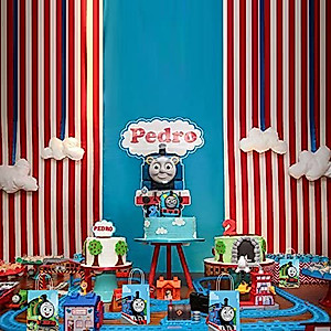 LAROPA 16Pcs Thomas Train Party Paper Bags, Thomas Party Favor Gift Bags Treat Candy Bags for Thomas Train Fans Birthday Party Decoration Supplies, 2 Styles