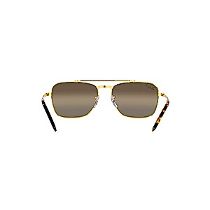 Ray-Ban RB3636 New Caravan Square Sunglasses, Legend Gold/Polarized Clear Gradient Dark Brown, 55 mm