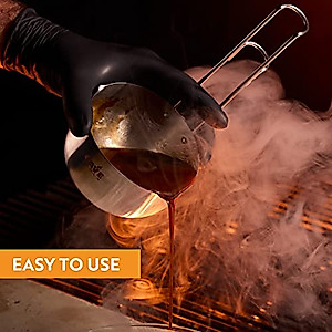 Cave Tools Basting Brush and Sauce Pot, Stainless Steel Handle and Silicone Bristles with Pour Spout