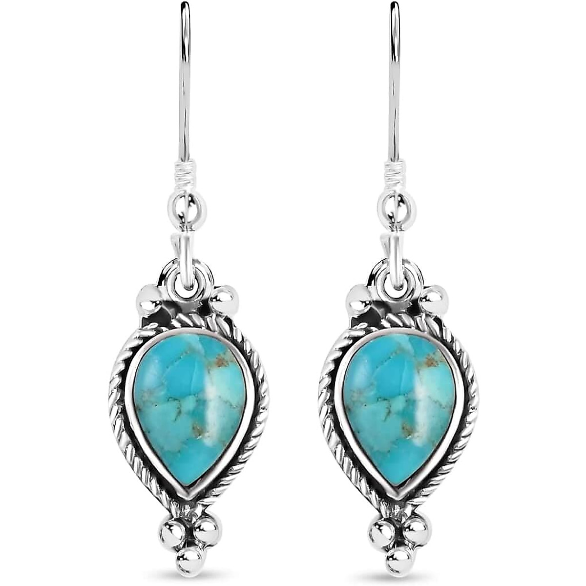 Shop LC Turquoise Dangle Earrings - Western Dangling Earrings in 925 Sterling Silver for Women - Handmade Orange Spiny Oyster & Blue Green Turquoise Southwestern Drop EarringsJewelry Birthday Gifts