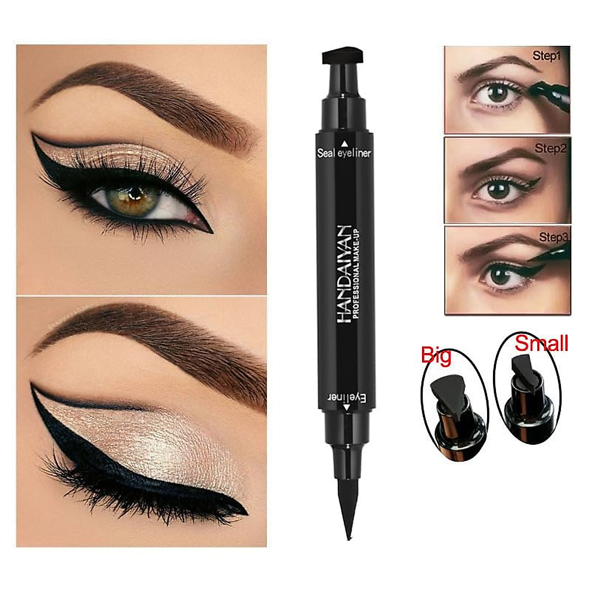 BONNIESTORE Winged Eyeliner Stamp 2 Pack,Dual-ended Eyeliner Stamp for Perfect Wing Cat Eyes,Long Lasting Liquid Eyeliner Pen Waterproof Smudge Proof Smudge Proof for All Eye Shapes