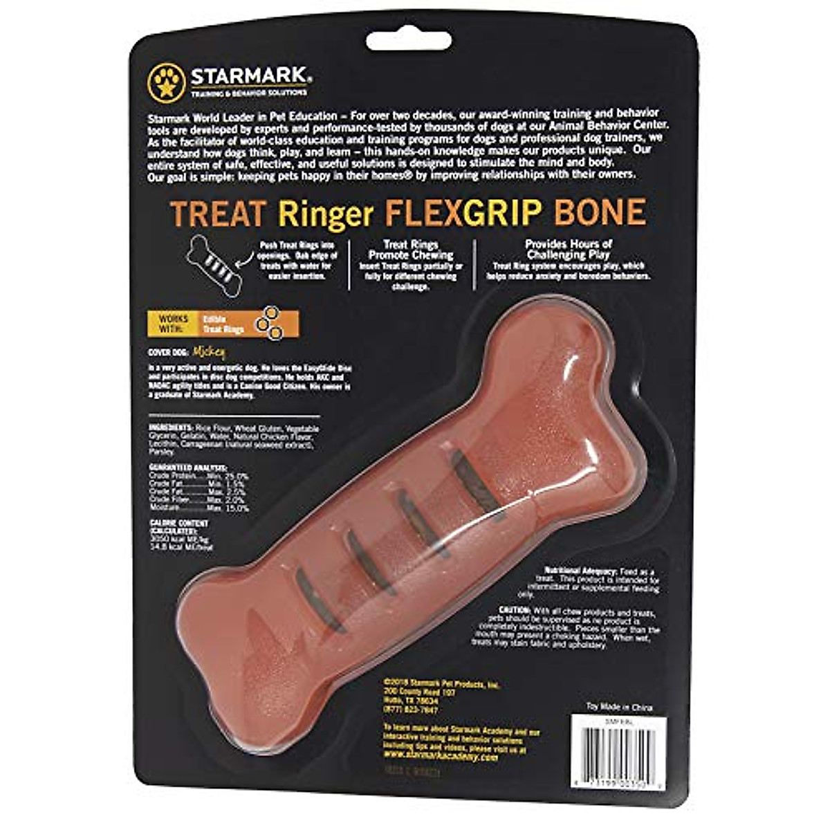 Starmark Treat Ringer FlexGrip Bone Large,Red