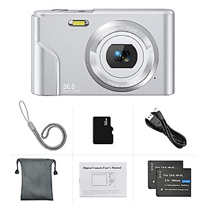 Digital Camera for Kids Boys and Girls - Digital Camera, Full HD 1080P 36.0 Mega Pixels Vlogging Camera with 16X Digital Zoom, LCD Screen for Students, Teens, Kids (Silver)