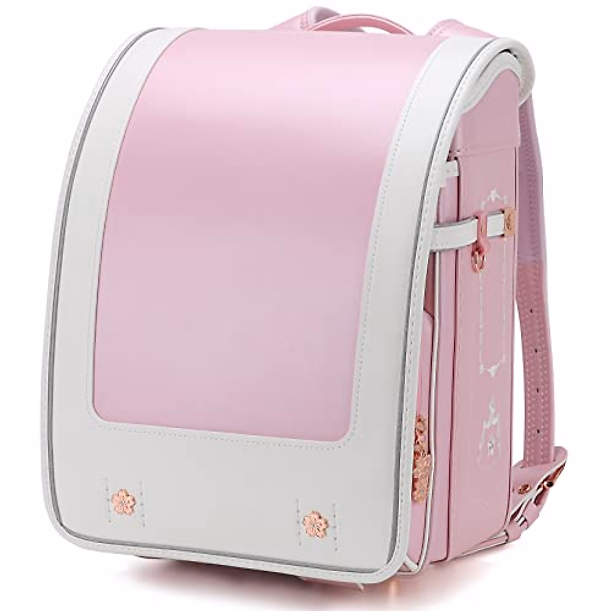 Classic Ransel Randoseru Backpack Automatic Satchel Japanese School Bag Embroidery PU Bookbag Cosplay Baobab's Wish (Blue)