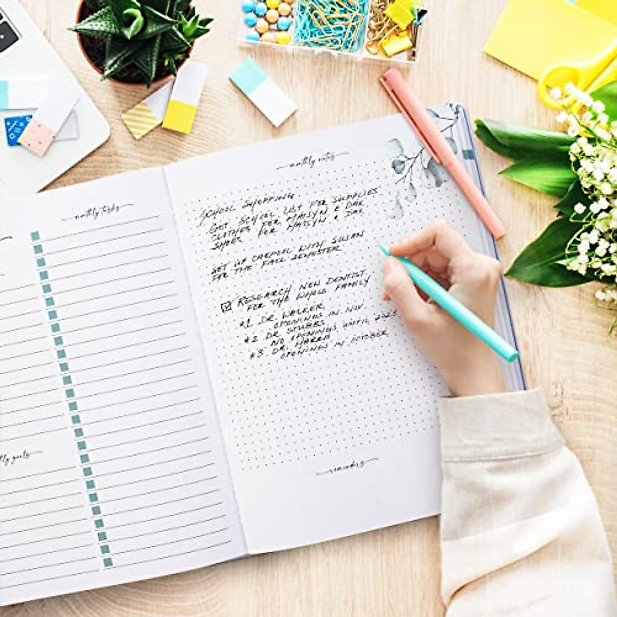 Simplified 2023-2024 Monthly Planner and Calendar Book - Beautiful Modern Greenery To Do List Notebook Easily Organizes Your Tasks to Boost Productivity - Runs Until December 2024